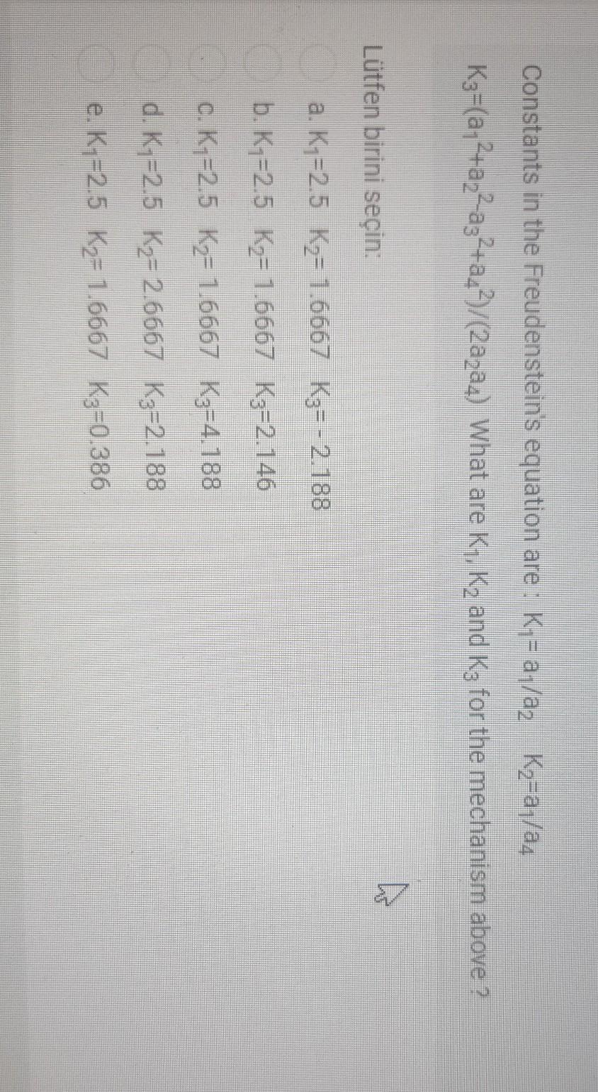 Constants in the Freudenstein's equation are K = a/a | Chegg.com