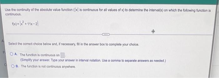 Solved Use the continuity of the absolute value function (x) | Chegg.com