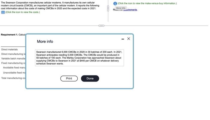 Solved The Swanson Corporation manufactures cellular modems. | Chegg.com