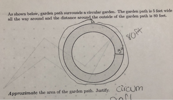 Solved As shown below, garden path surrounds a circular | Chegg.com