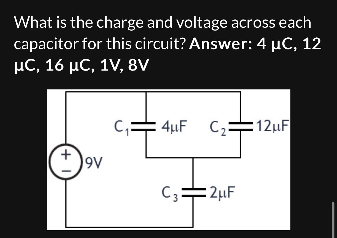 Solved What is the charge and voltage across each capacitor | Chegg.com