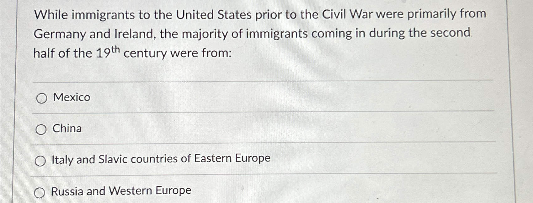 Solved While immigrants to the United States prior to the | Chegg.com