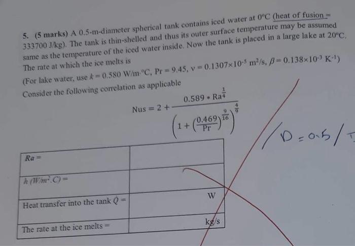 Solved 5. (5 marks) A 0.5 -m-diameter spherical tank | Chegg.com