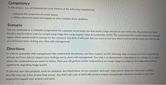 Solved Competency In this project, you will demonstrate your | Chegg.com