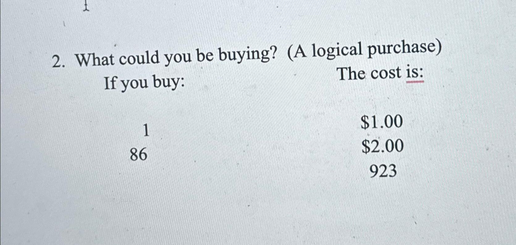 Solved What could you be buying? (A logical purchase) ﻿If | Chegg.com