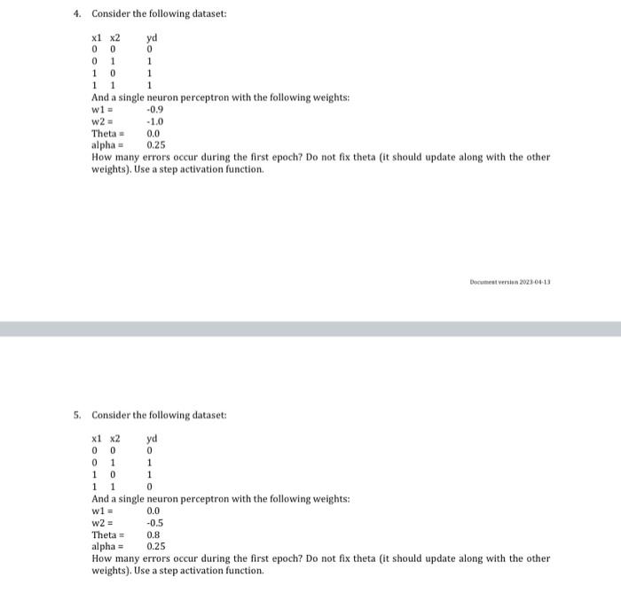 Solved 4. Consider the following dataset: And a single | Chegg.com