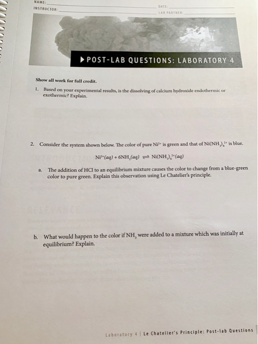 Solved Name Instructor Post Lab Questions Laboratory 4 0852