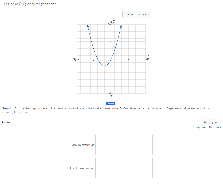 Solved Step 1 ﻿of 2: Use the graph to determine the | Chegg.com