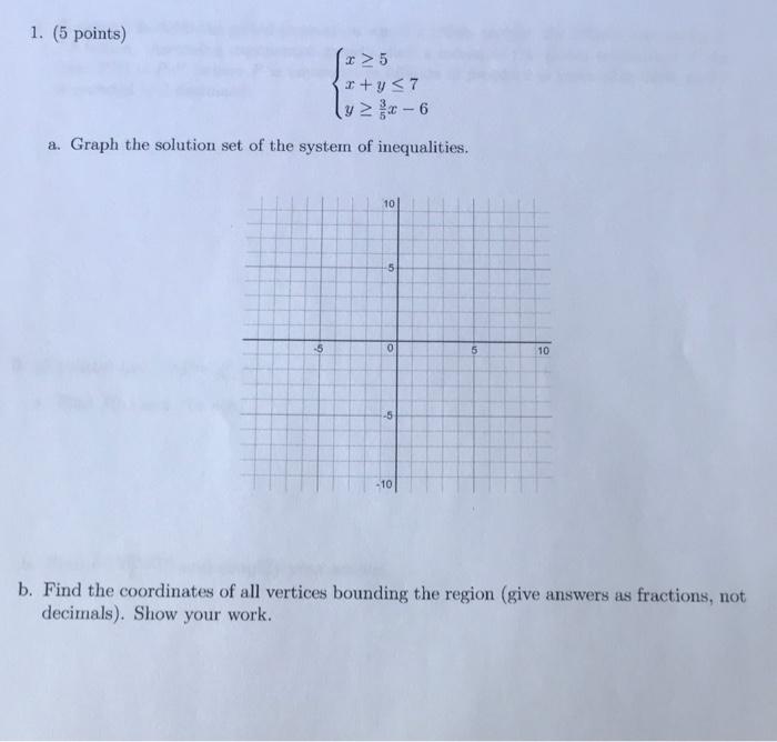 Solved 1. (5 points) => 5 {25 r+y