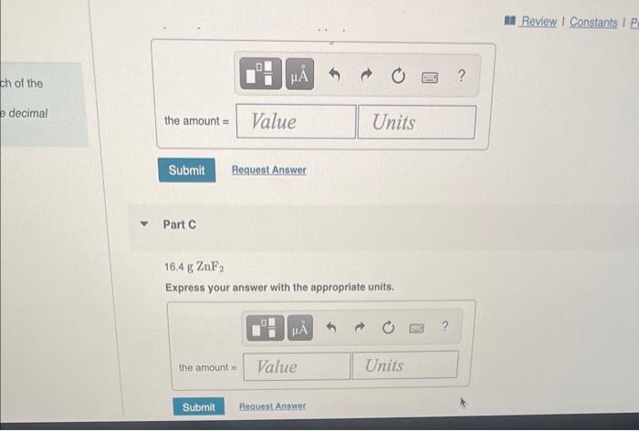 ch of the o decimal Part C 16.4 gZnF2 Express your | Chegg.com