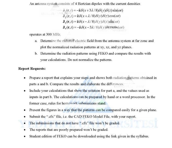 Solved An antenna system consists of 4 Hertzian dipoles with | Chegg.com