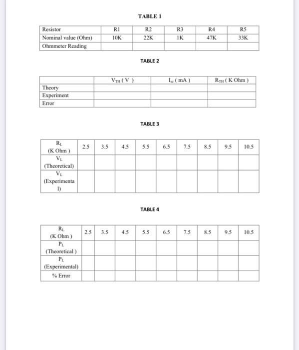 Solved Experiment No. 6 THEVENIN / NORTON Theorems and | Chegg.com