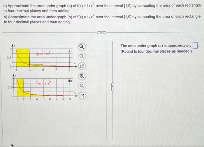 Solved a) Approximate the area under graph (a) of f(x)=1/x2 | Chegg.com