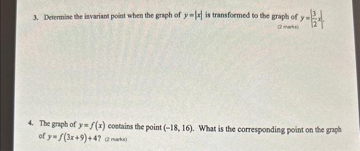 Solved 3. Determine the invariant point when the graph of | Chegg.com
