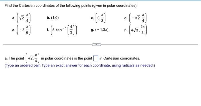 Solved Find the Cartesian coordinates of the following | Chegg.com