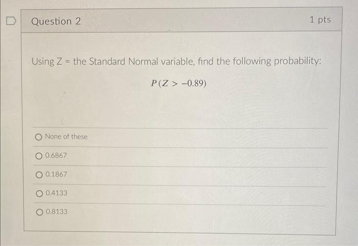 Solved Using Z = the Standard Normal variable, find the | Chegg.com