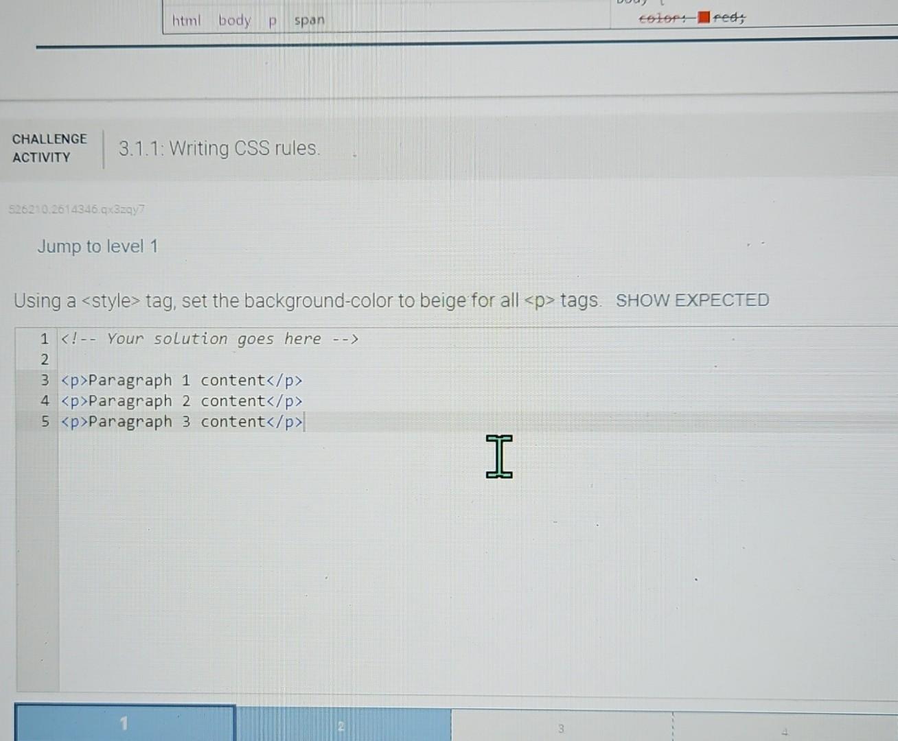 Solved Using a > tag, set the background-color to beige for | Chegg.com
