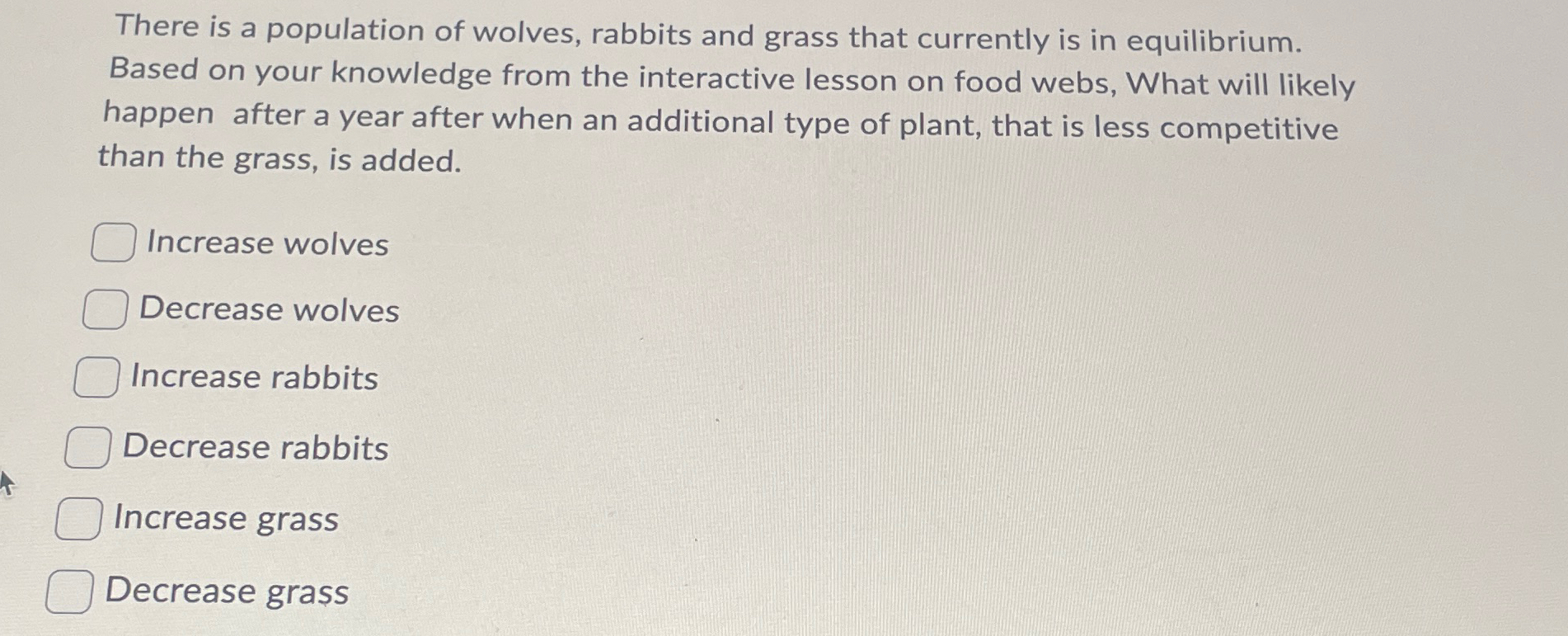 Solved There is a population of wolves, rabbits and grass | Chegg.com