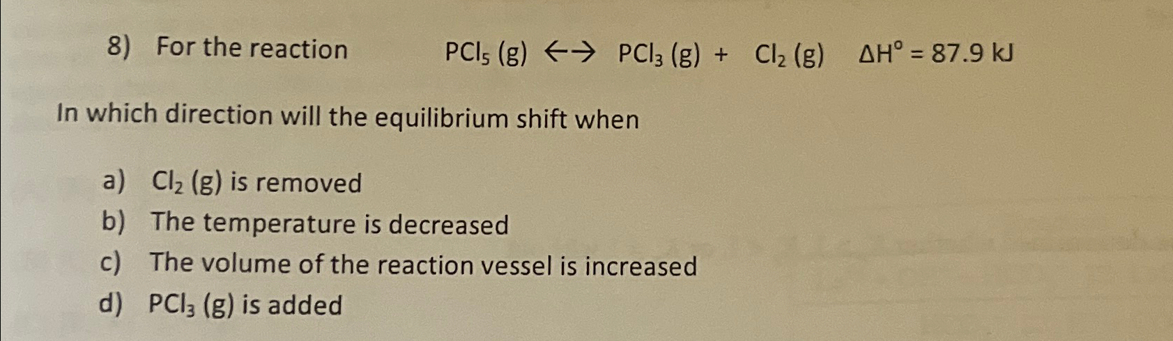 Solved For the reaction | Chegg.com