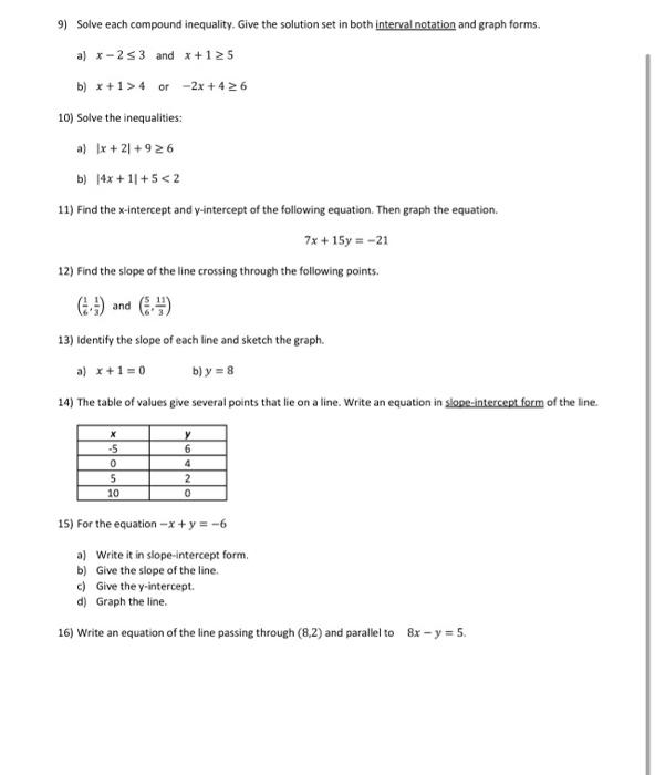 Solved 9) Solve each compound inequality. Give the solution | Chegg.com