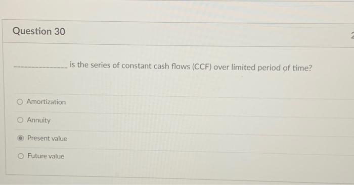 Solved Question 30 Amortization O Annuity Present value O | Chegg.com