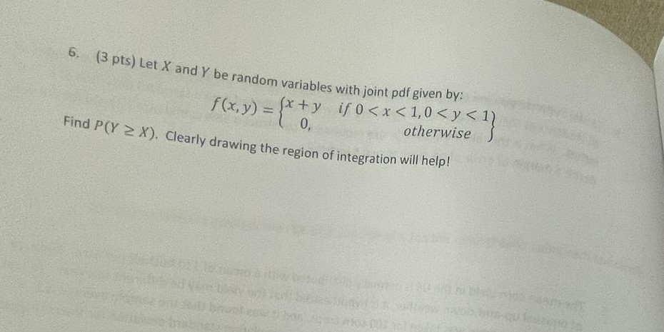 Solved (3 ﻿pts) ﻿Let x ﻿and Y ﻿be random variables with | Chegg.com