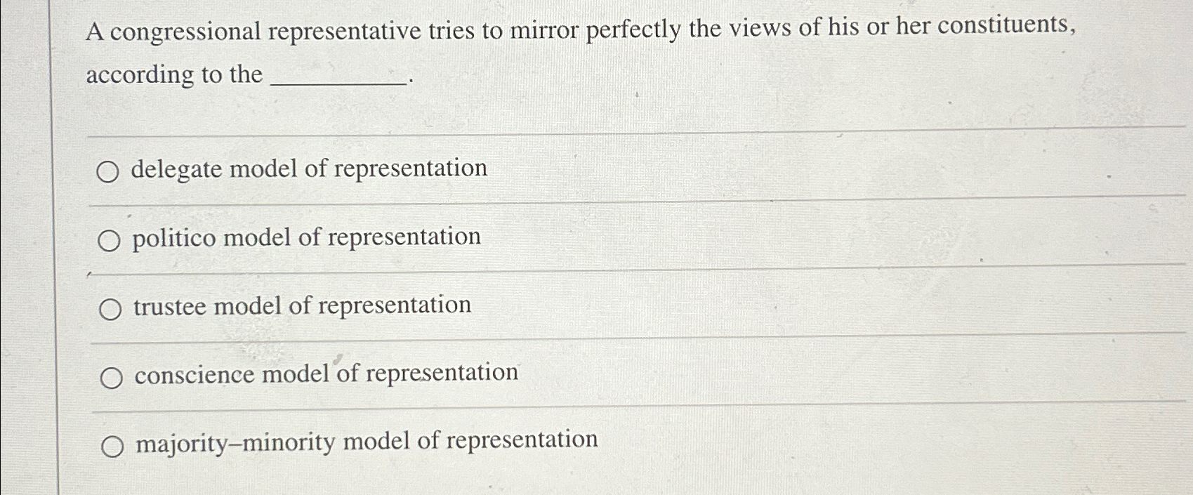 Solved A congressional representative tries to mirror | Chegg.com
