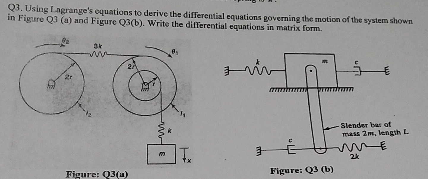 Solved Q3. ﻿Using Lagrange's equations to derive the | Chegg.com