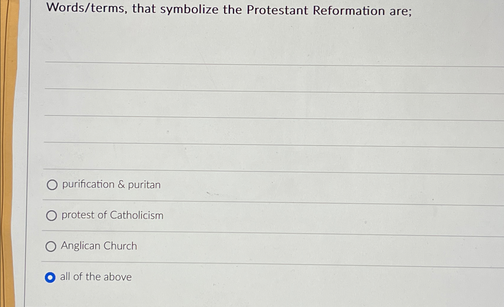 Solved Words/terms, ﻿that symbolize the Protestant | Chegg.com