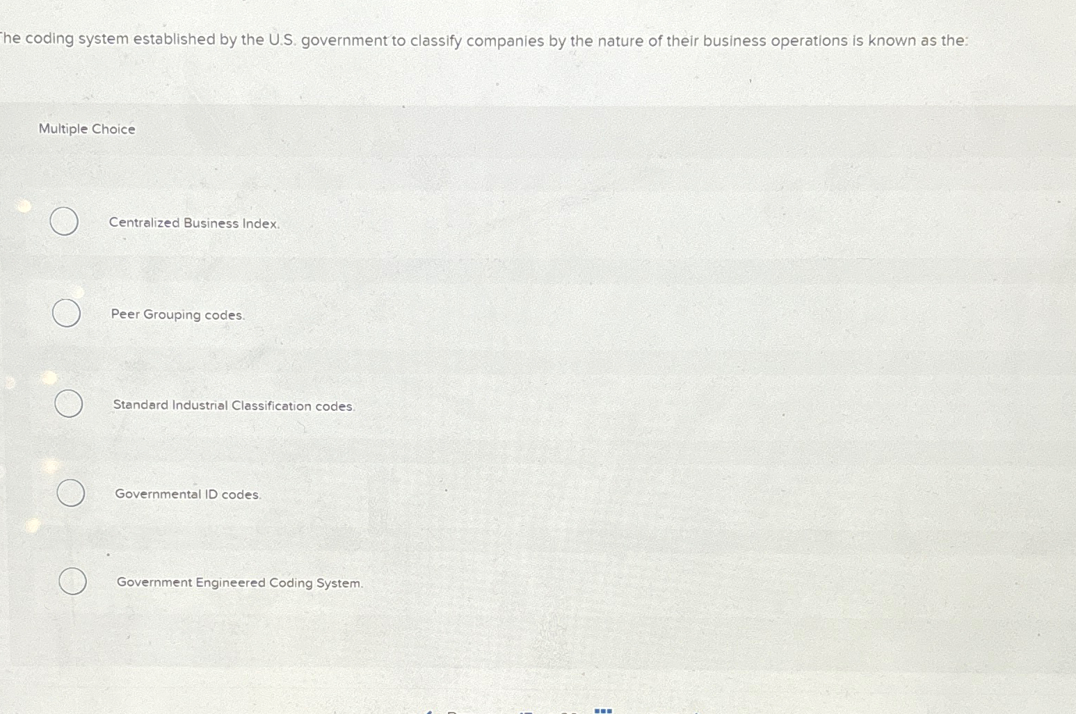 Solved he coding system established by the U.S. ﻿government | Chegg.com