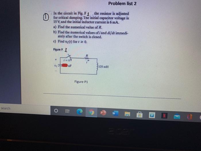 Solved Problem list 2 In the circuit in Fig. F1 the resistor | Chegg.com