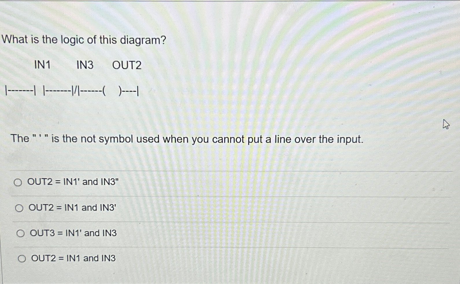 Solved What is the logic of this diagram?IN1 ﻿IN3 | Chegg.com