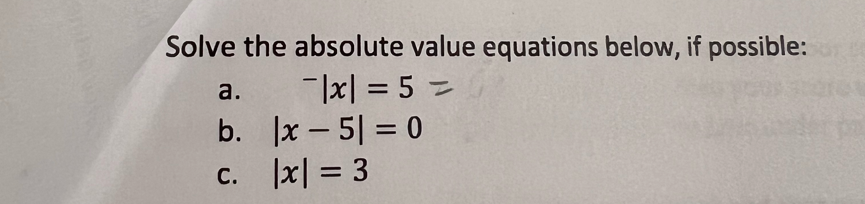 Solved Solve the absolute value equations below, if | Chegg.com