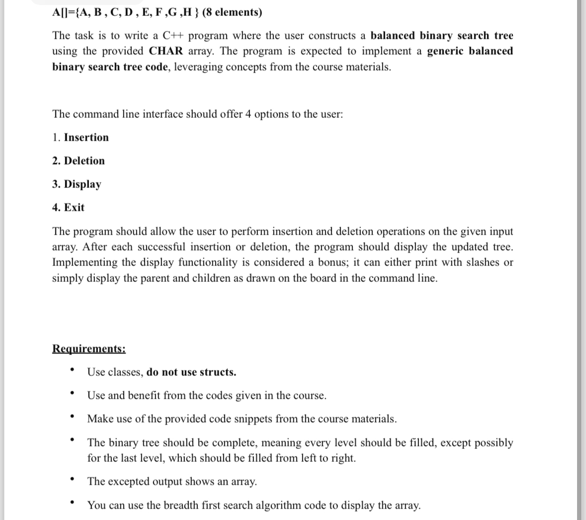 Solved elements)The task is to write a C++ ﻿program where | Chegg.com