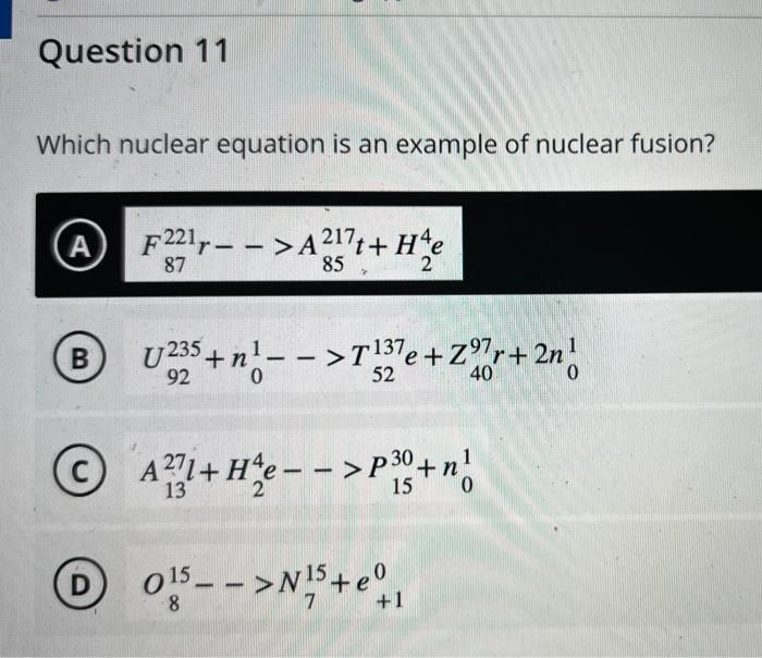 Solved Which nuclear equation is an example of nuclear | Chegg.com