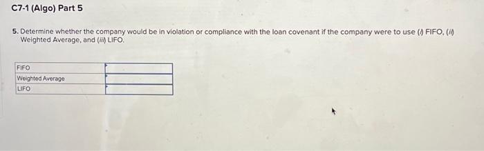 Solved Required information C7-1 (Algo) Computing and | Chegg.com