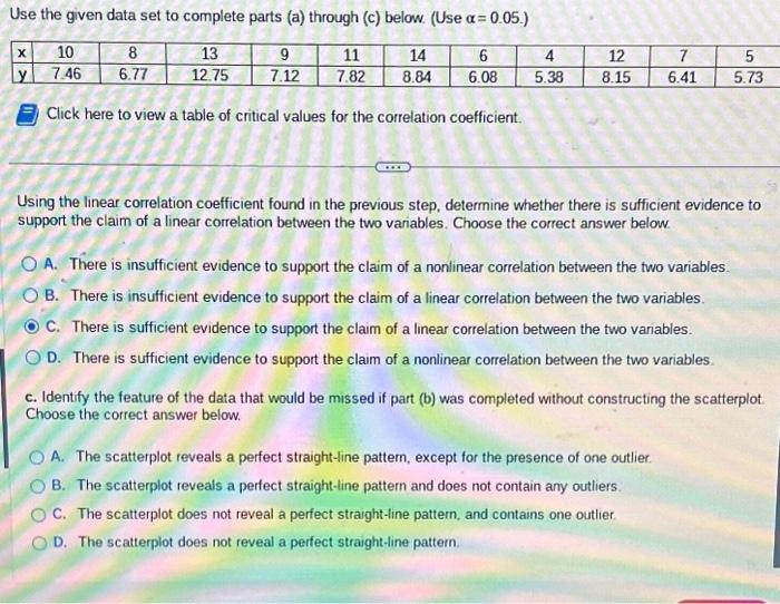 Solved Use the given data set to complete parts (a) through | Chegg.com