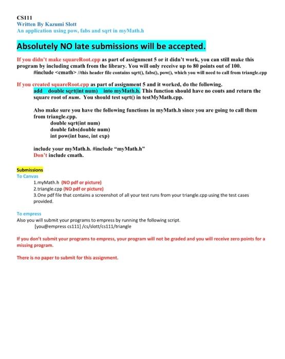 CS111 Written By Kazumi Slott An application using | Chegg.com