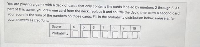 Solved You are playing a game with a deck of cards that only | Chegg.com