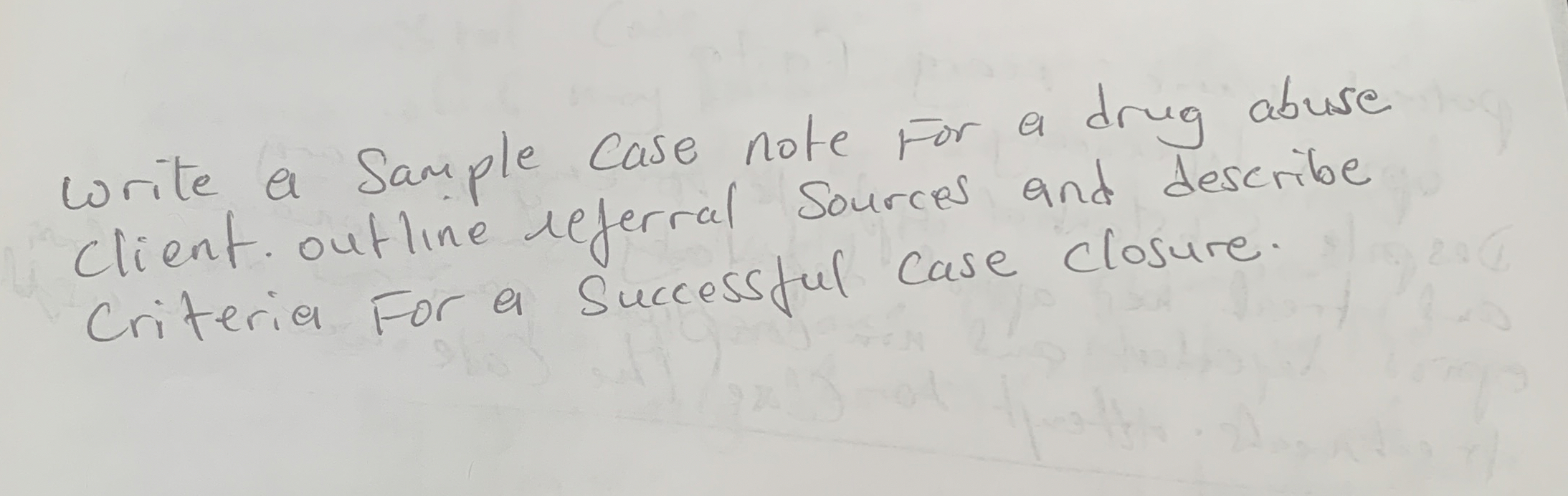 Solved Write a sample case note for a drug abuse client. | Chegg.com