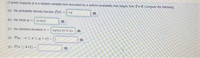Solved (1 point) Suppose x is a random variable best | Chegg.com