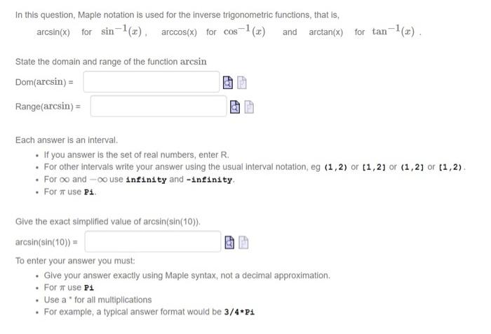 Solved In this question, Maple notation is used for the | Chegg.com