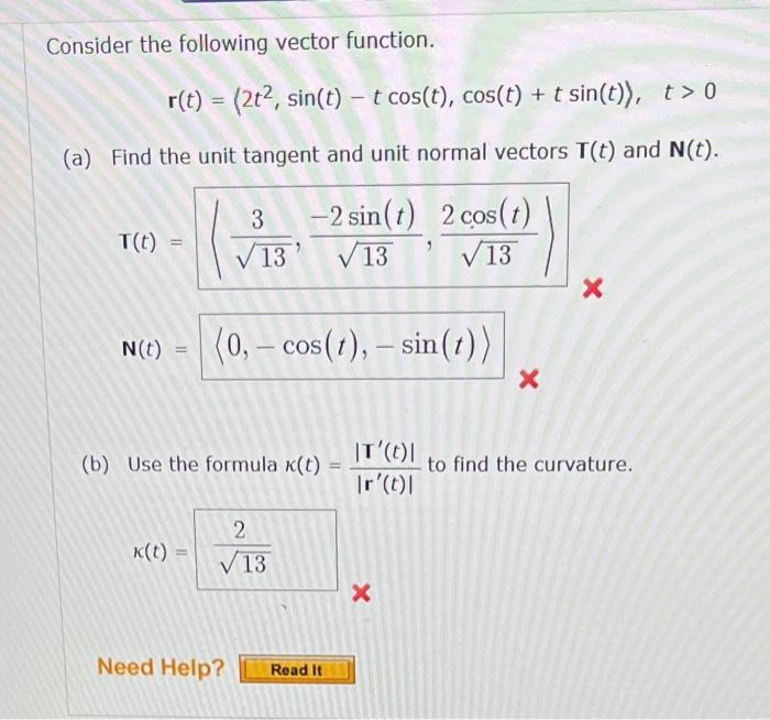 Solved Consider the following vector function. | Chegg.com