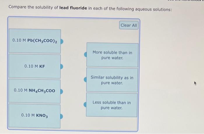 Solved Compare the solubility of lead fluoride in each of | Chegg.com