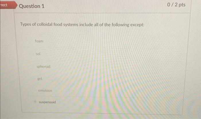 Types of colloidal food systems include all of the | Chegg.com