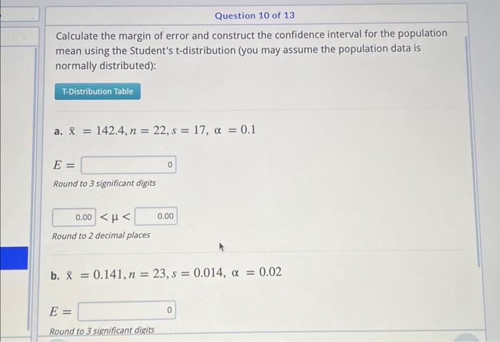 Solved Calculate the margin of error and construct the | Chegg.com