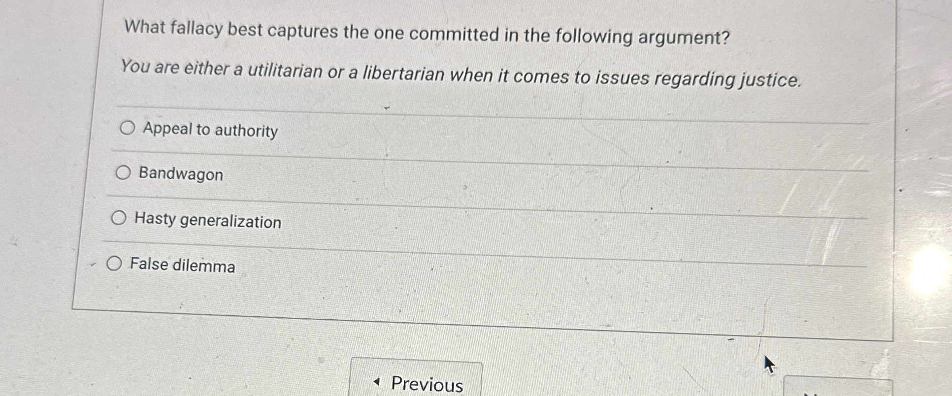 Solved What fallacy best captures the one committed in the | Chegg.com