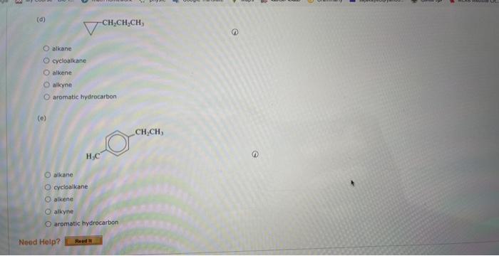 Solved Classify each of the following hydrocarbon structural | Chegg.com