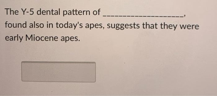 Solved The Y-5 dental pattern of found also in today's apes, | Chegg.com