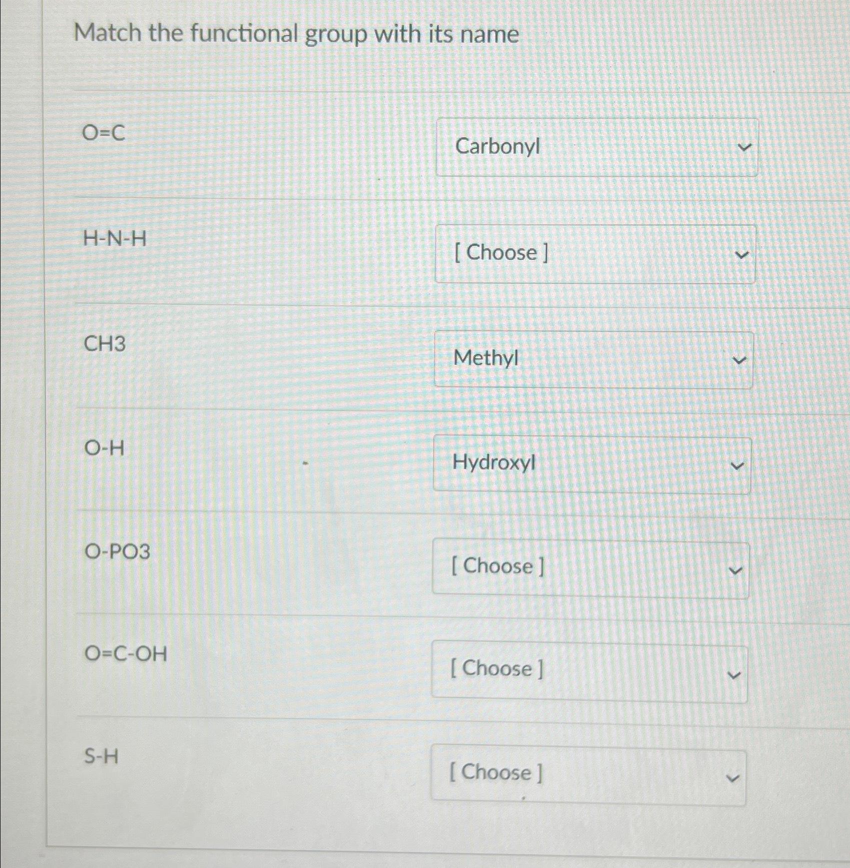 Solved Match the functional group with its | Chegg.com